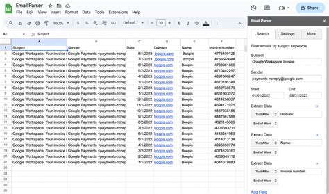 Email Parser Emails To Sheets