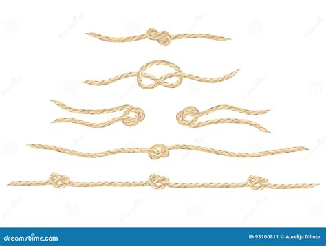 A Set Of Realistic Linen String Knots Stock Illustration Illustration Of Ornament Cloth 93100811