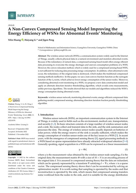 Pdf A Non Convex Compressed Sensing Model Improving The Energy