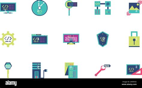 Website Code Icon Set Design Programming Web Designer Technology