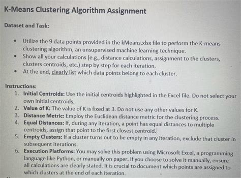 Solved K Means Clustering Algorithm Assignment Dataset And