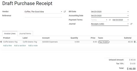 Purchase Receipts — Odoo 140 Documentation