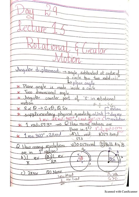 Solution Physics Handwritten Notes Rotational And Circular Motion 11