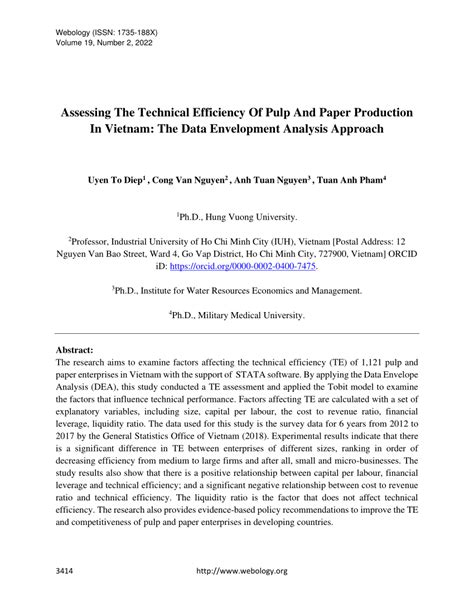 pdf assessing the technical efficiency of pulp and paper production