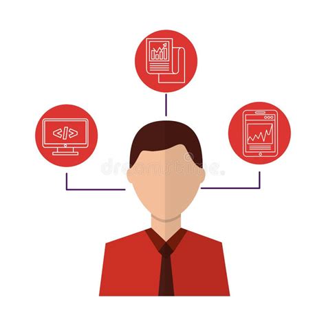 Portrait Of Man Coding Programmer Stock Vector Illustration Of
