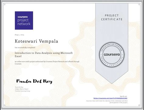 Koteswari Vempala On Linkedin Dataanalytics Coursera Microsoftexcel