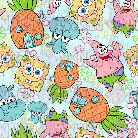 Spongebob Seamless Witching Hour Doodles