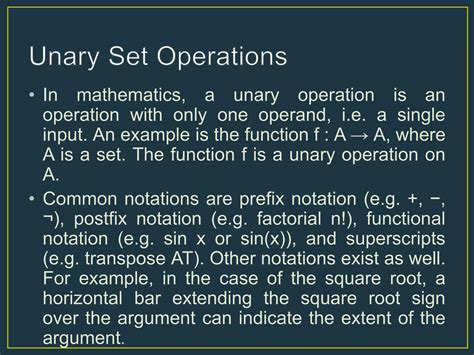 Unary And Binary Set Operations Pptx