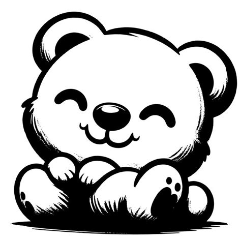 검은색과 색의 실루 윤 그림은 색 귀여운 재미있는 행복한 테디 베어 프리미엄 벡터