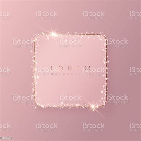 옅은 분홍색 광장 3d 배경 모형 모양에 골드 프레임과 반짝이는 반짝이 0명에 대한 스톡 벡터 아트 및 기타 이미지 0명 3차원 형태 공란 Istock