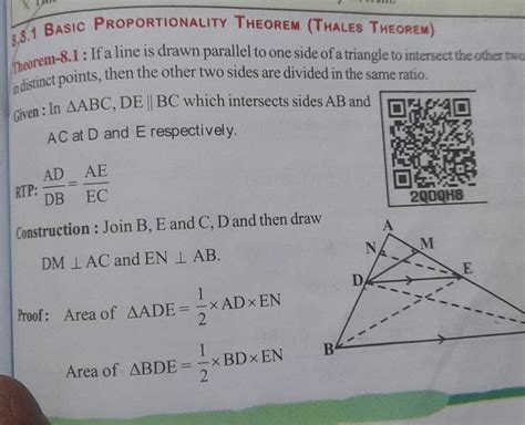 8 8 1 basic proportionality theorem thales theorem theorem 8 1 if a li