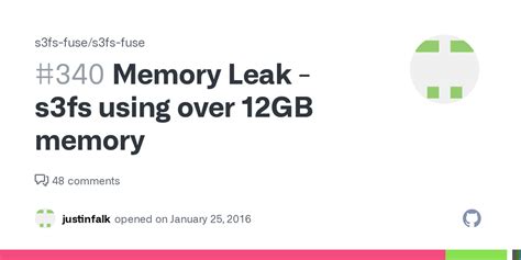 Memory Leak S Fs Using Over GB Memory Issue S Fs Fuse S Fs Fuse GitHub