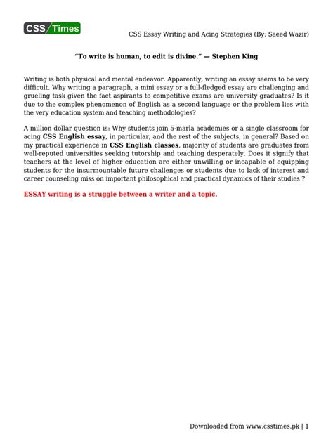 Css Essay Writing Pdf