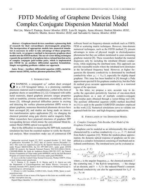 pdf fdtd modeling of graphene devices using complex conjugate