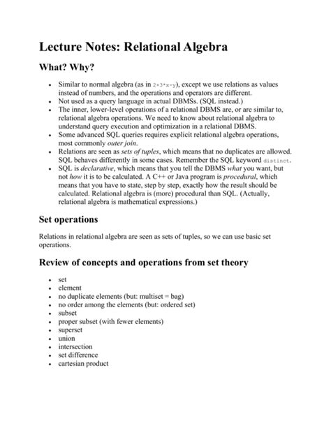 Relational Algebra Expressions
