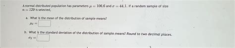 solved a normal distributed population has parameters