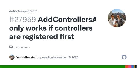 Addcontrollersasservices Only Works If Controllers Are Registered First