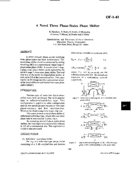 Pdf A Novel Three Phase States Phase Shifter