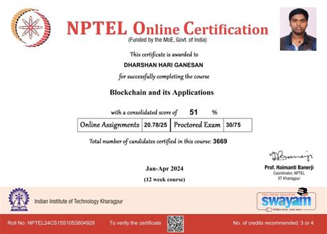 Dharshan Hari Ganesan On Linkedin Blockchain Nptel Swayam
