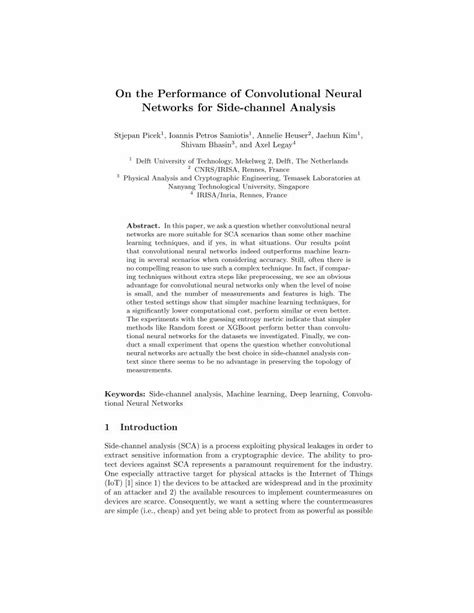 Pdf On The Performance Of Convolutional Neural Networks For