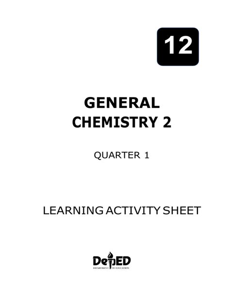 General Chemistry Grade 12 Module Pr