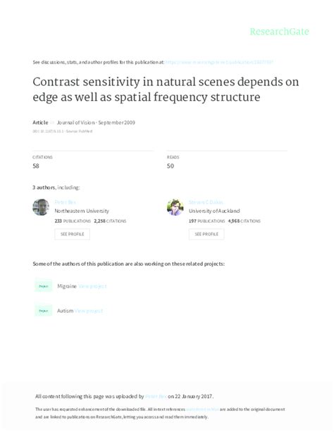 Pdf Contrast Sensitivity In Natural Scenes Depends On Edge As Well As Spatial Frequency Structure