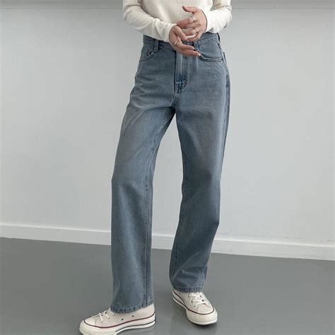 여자 하렘핏 중청 세미 로우라이즈 논스판 청바지