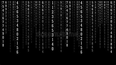 Technology Vector Binary Code Random Falling Digits On Screen Hacked