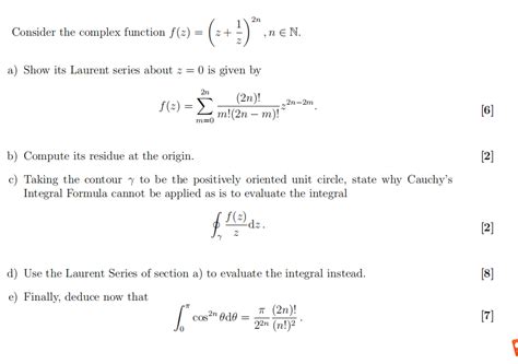solved 2n consider the complex function f z 1 2 a show