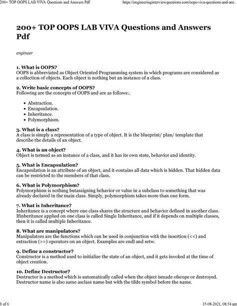 C This Is Important For Viva TOP OOPS LAB VIVA Questions And Answers Pdf Engineer