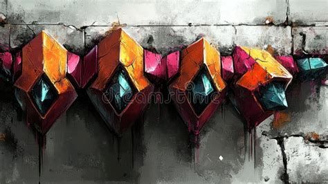 Abstract Digital Art Featuring Geometric Shapes With Vivid Colors And Textures Stock