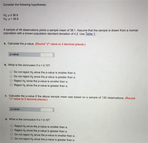 solved consider the following hypotheses h 0 mu le 36 9