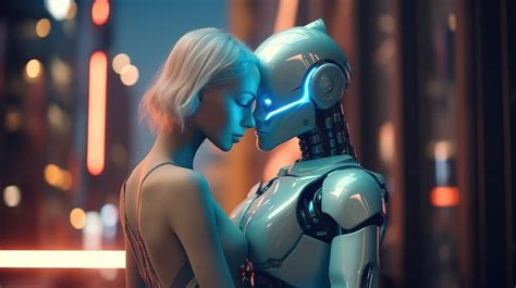 Premium Ai Image In Love Woman With A Humanoid Android Robot Robosexuality Illustration Concept