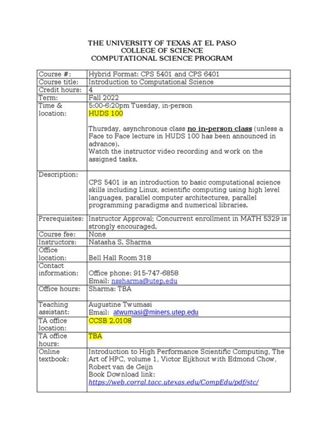 Cps 5401syllabus Pdf Parallel Computing Message Passing Interface