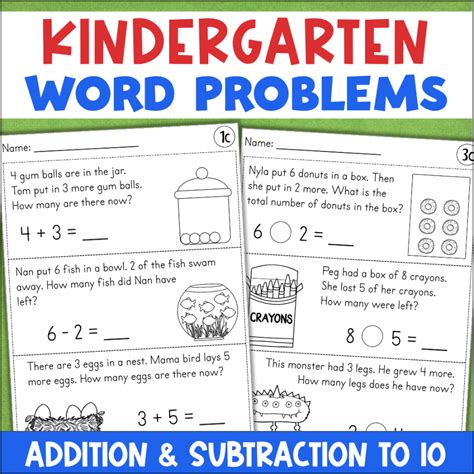 Kindergarten Math Word Problems Free Printable Pdf Template