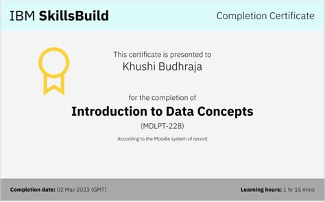 Datafundamentals Ibmskillsbuild Ibmcertification Ibm Khushi Budhraja