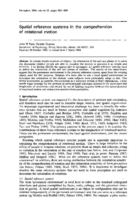 Pdf Spatial Reference Systems In The Comprehension Of Rotational Motion