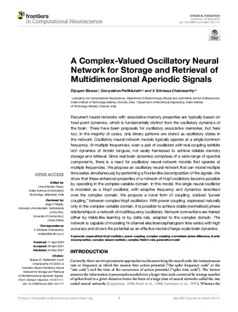 Pdf A Complex Valued Oscillatory Neural Network For Storage And