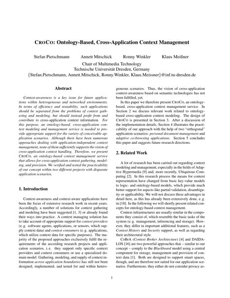 Pdf Croco Ontology Based Cross Application Context Management