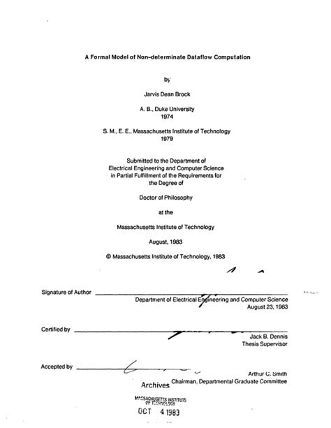 Formal Model Of Non Determinate By Jarvis Dean Brock 1974