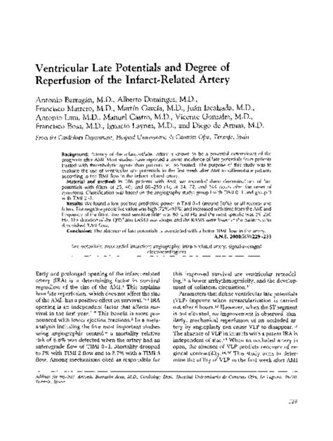 Pdf Ventricular Late Potentials And Degree Of Reperfusion Of The Infarct Related Artery
