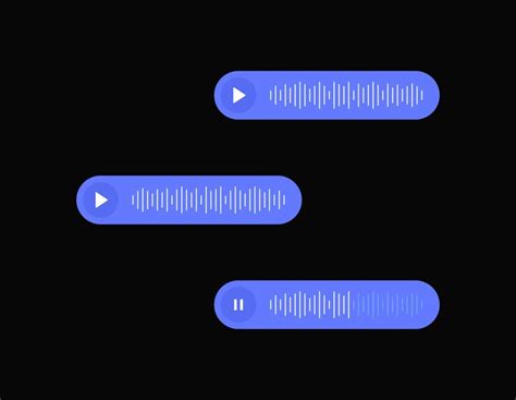음성 대화 작성을 위한 소셜 미디어 Sms 템플릿 거품용 음파가 있는 음성 메시지 아이콘 설정 어두운 인터페이스 디자인 벡터