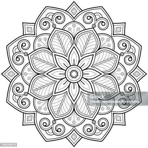 색칠 공부 책을위한 만다라 패턴 만다라 디지털 아트 스텐실 꽃 식물에 대한 스톡 벡터 아트 및 기타 이미지 꽃 식물 낙서 드로잉 디자인 Istock