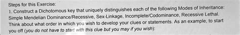 Steps For This Exercise Construct A Dichotomous Key That Uniquely