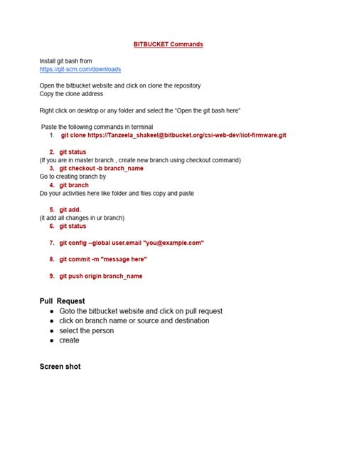 Bitbucket Commands Pdf