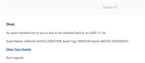 name missing on reminder email · issue 8814 · snipe snipe it · github