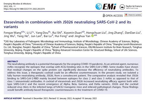 Yang Dou On Linkedin A Cocktail Of Etesevimab And Js026 Increased Neutralizing Efficacy Against…