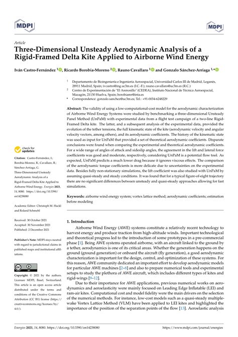 Pdf Three Dimensional Unsteady Aerodynamic Analysis Of A Rigid Framed Delta Kite Applied To