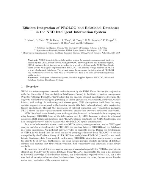 pdf efficient integration of prolog and relational databases in the ned intelligent