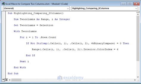 Excel Macro To Compare Two Columns Easy Ways ExcelDemy